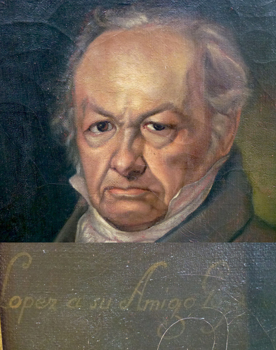 Superb c.1880-1910 Antique Oil Painting of Artist Goya, after the Orig ...