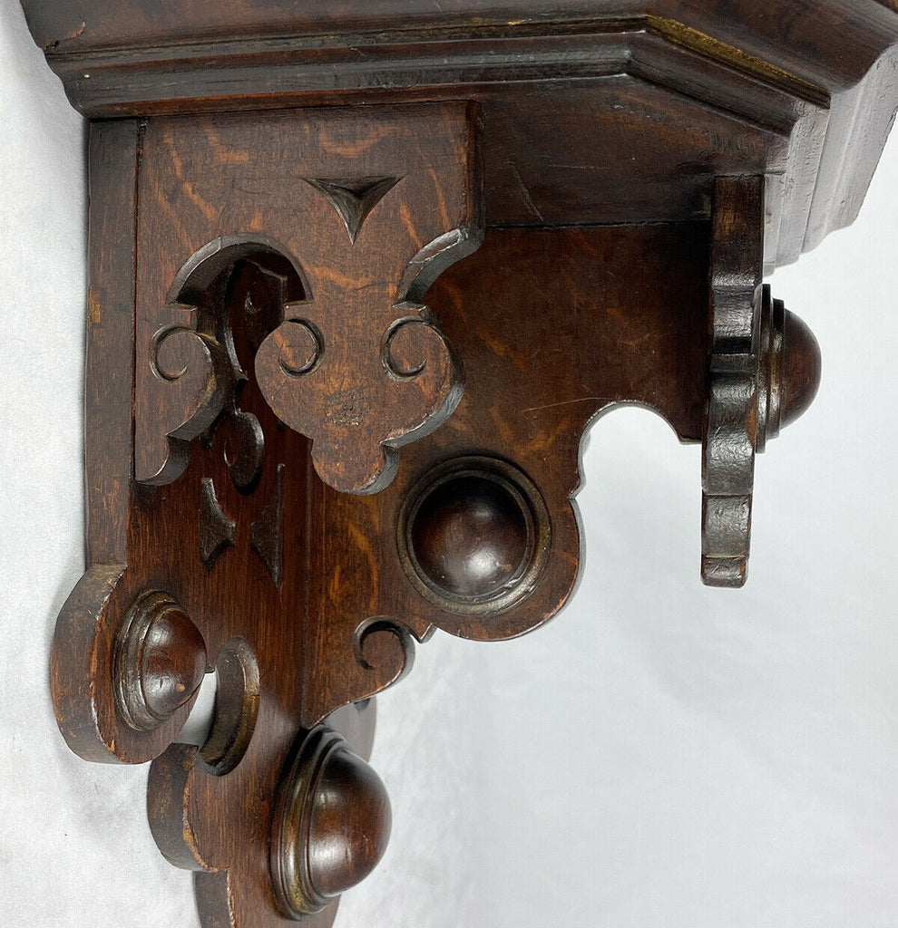 Antique Victorian Era Wall Shelf, Clock, Bracket, Lathe Turned Otnamen ...