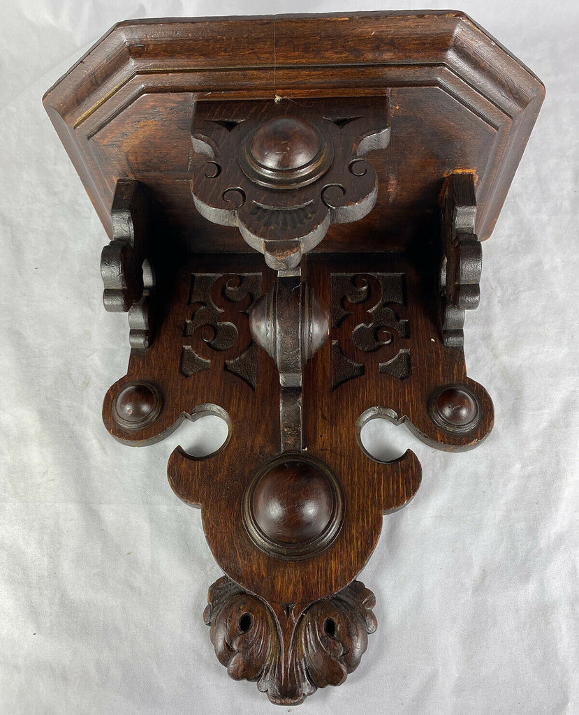 Antique Victorian Era Wall Shelf, Clock, Bracket, Lathe Turned Otnamen ...