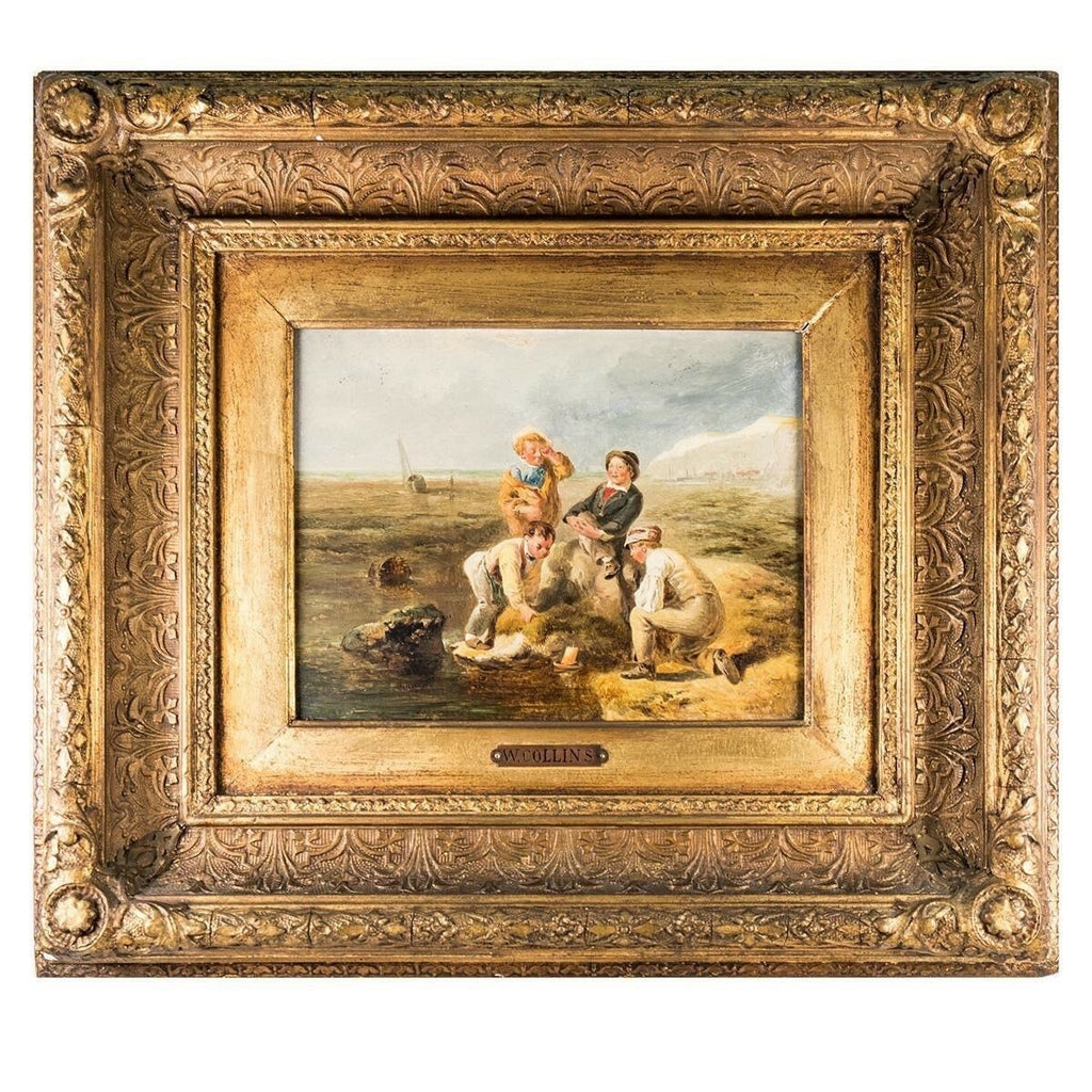 RARE Antique English Oil Painting, WILLIAM COLLINS (1788-1847), "Contr ...