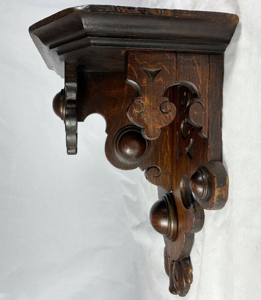 Antique Victorian Era Wall Shelf, Clock, Bracket, Lathe Turned Otnamen ...