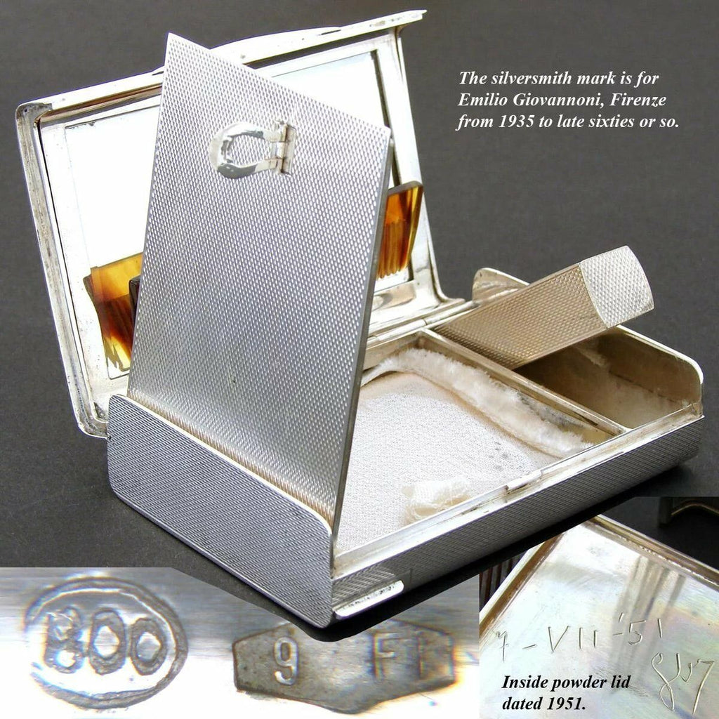 Vintage Italian .800 (nearly sterling) Silver Minaudière, Compact, Art ...