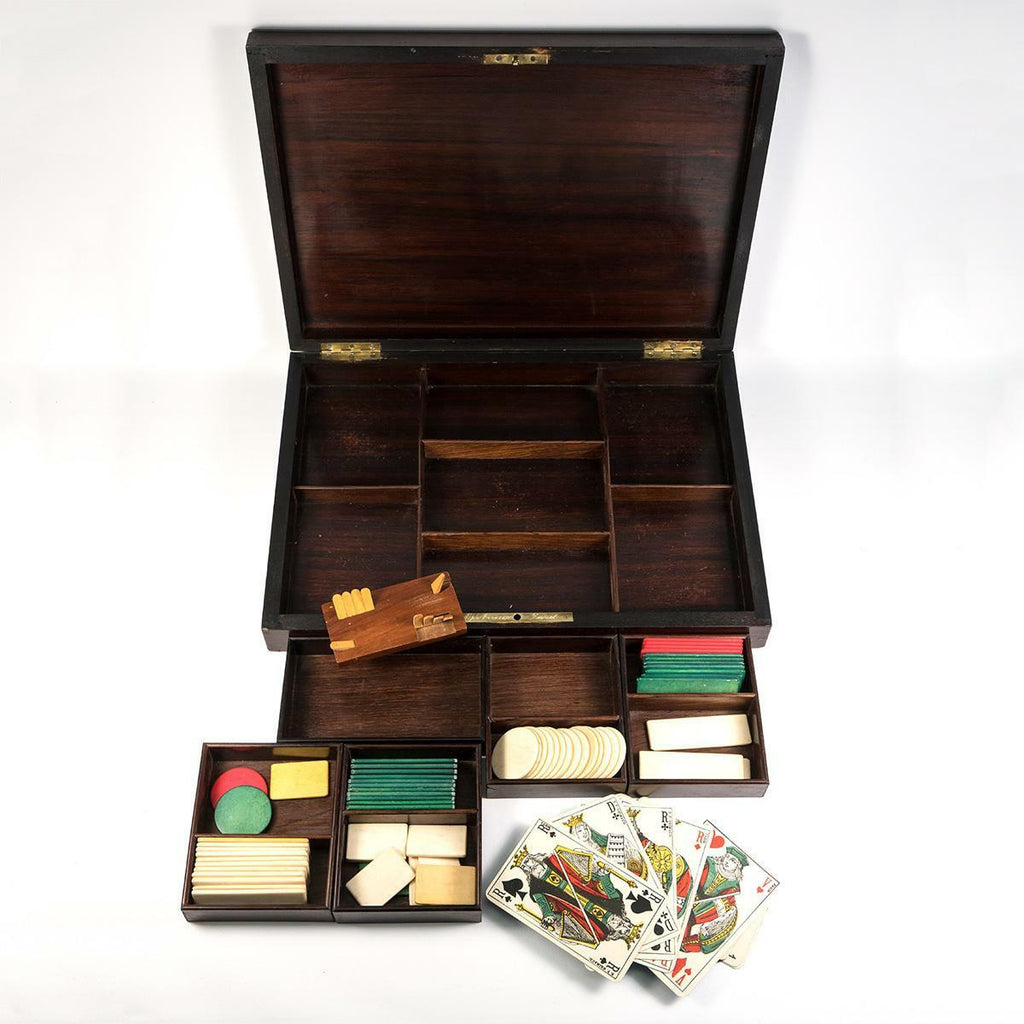 Antique Napoleon III Era French Game Chest, Box, Chips & Cards: Alph ...