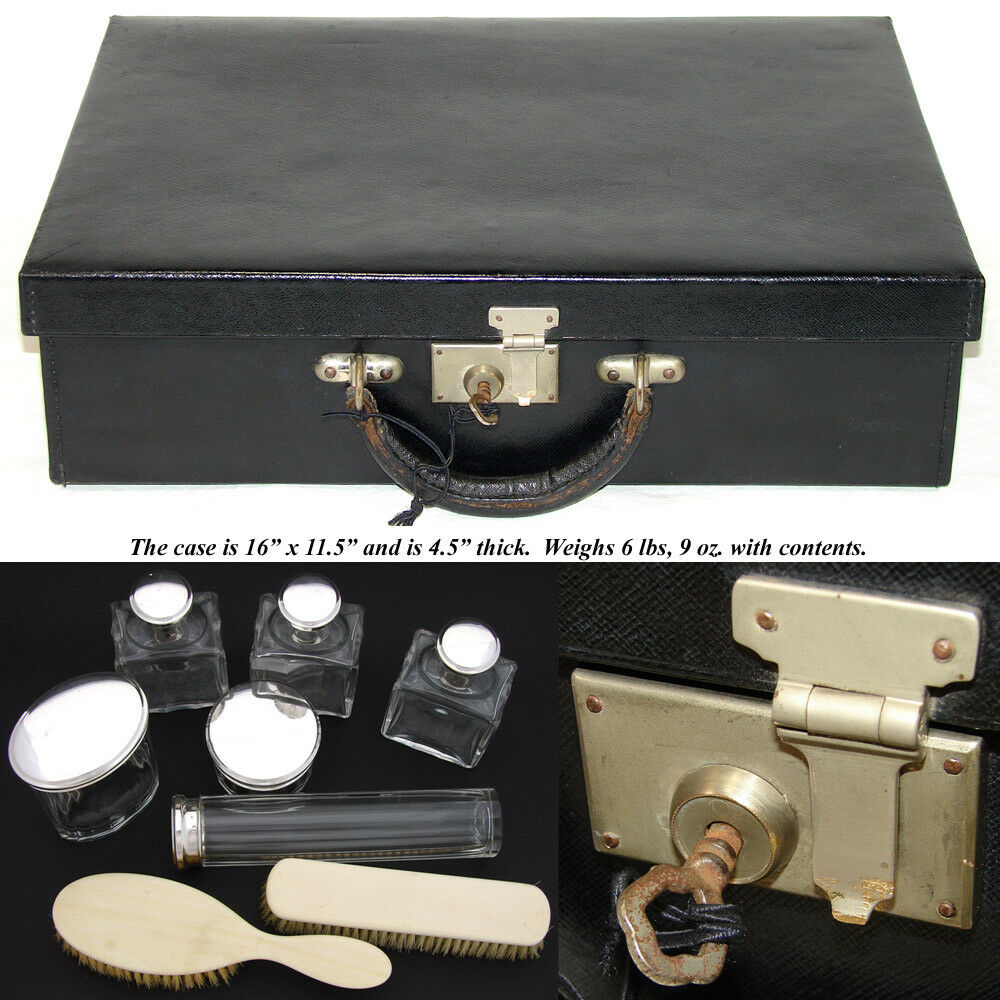 Antique French 16" Trousse d' Voyage, Travel Valise, Case: Sterling Si ...