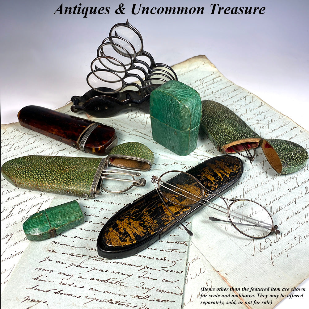 RARE Antique Georgian English Sterling Silver Spectacles in Fine Shagr ...