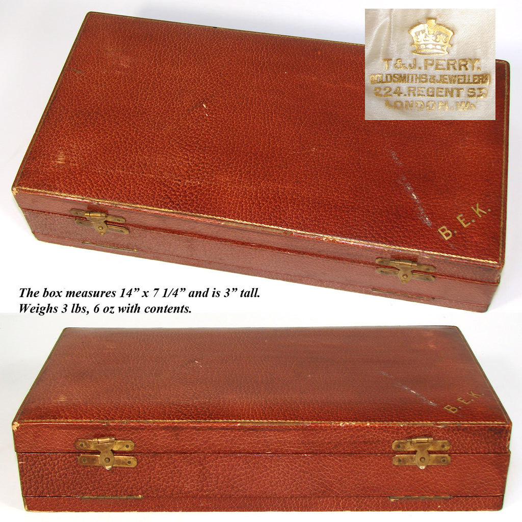 Superb Antique Tortoise Shell and Sterling Silver Vanity Set, Boxed! C ...