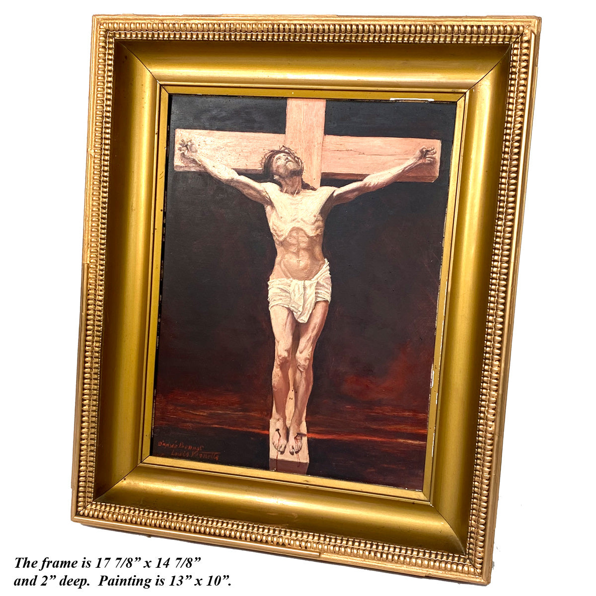 Antique to Vint Oil Painting on Board, Signed Louis Vernette: Christ o ...