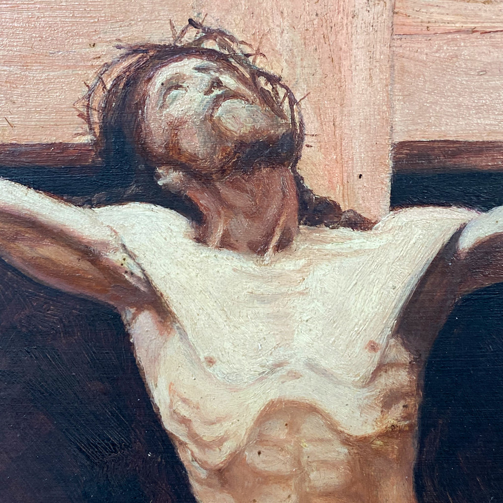 Antique to Vint Oil Painting on Board, Signed Louis Vernette: Christ o ...