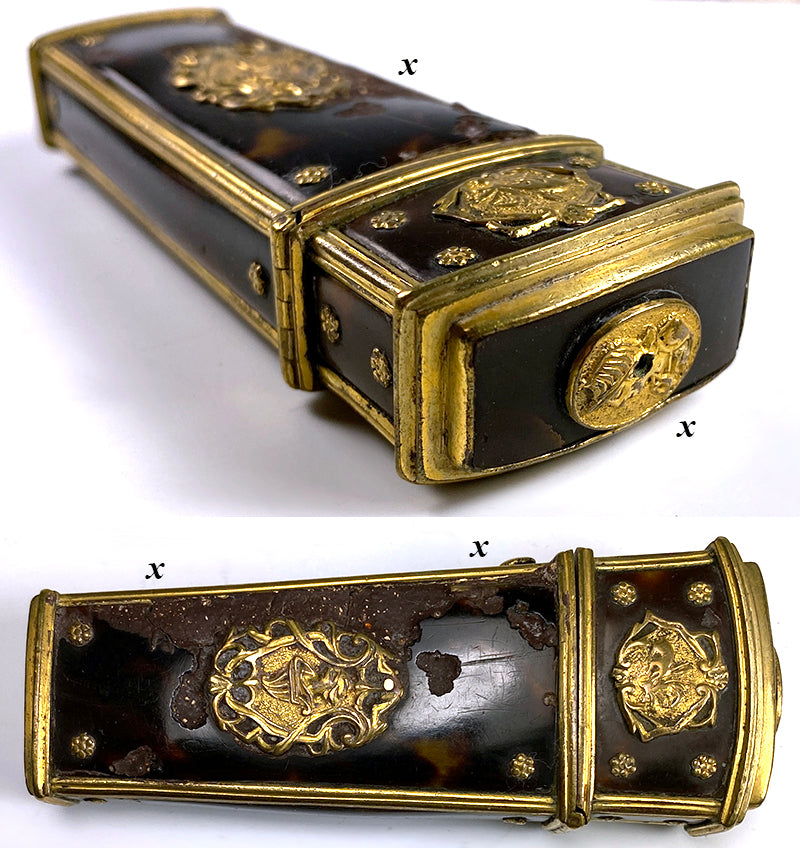 Antique c.1700s French Scent Etui w Perfume Bottle, 18k Cap, Tortoise ...