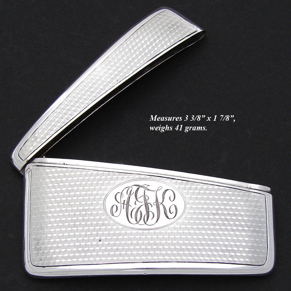 Elegant Antique American Sterling Silver Calling Card Case, Curved Sha ...