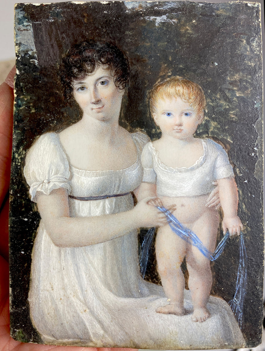 Fine Antique French Empire Portrait Miniature, Countess de Montenay an ...