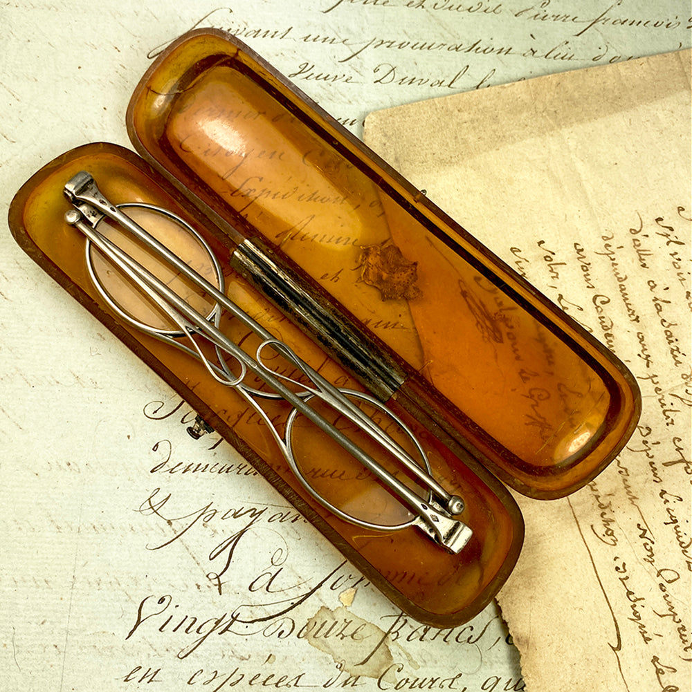 Antique French 18th Century Blond Tortoise Shell Spectacles Case, Ster ...