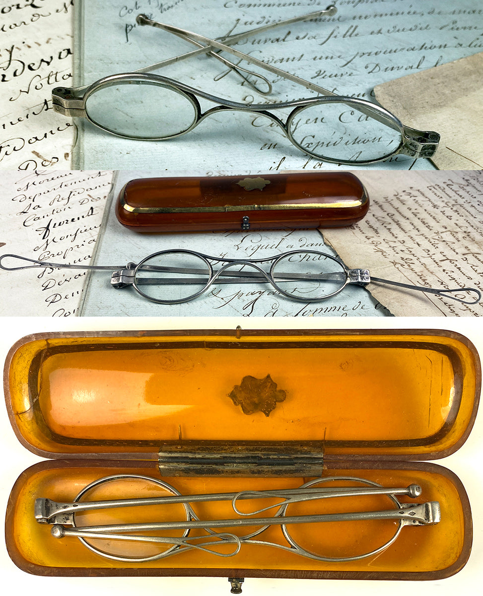 Antique French 18th Century Blond Tortoise Shell Spectacles Case, Ster ...