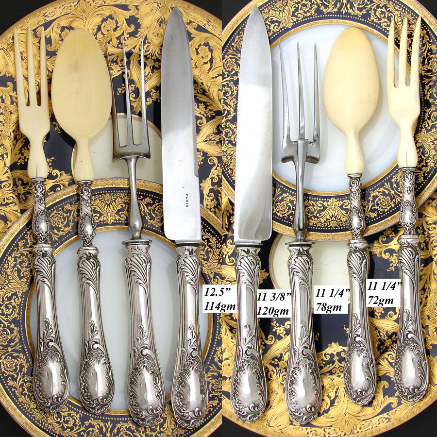 Antique French PUIFORCAT 'Louis XV' Pattern Sterling Silver 4pc Servin ...