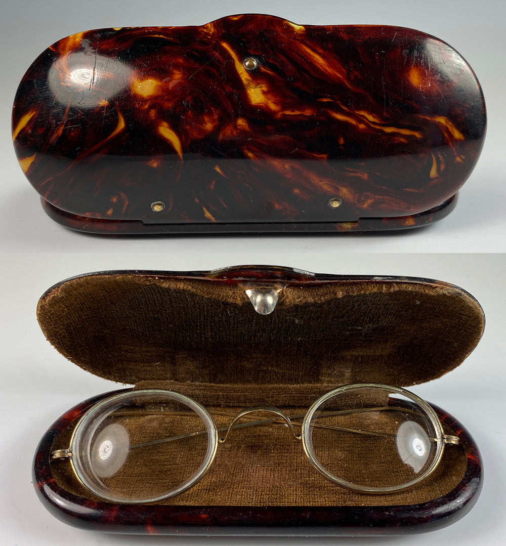 Opulent Antique French Tortoise Shell Spectacles Case with 18k Triple ...