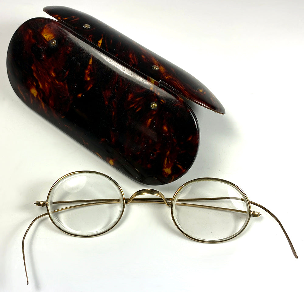 Opulent Antique French Tortoise Shell Spectacles Case with 18k Triple ...