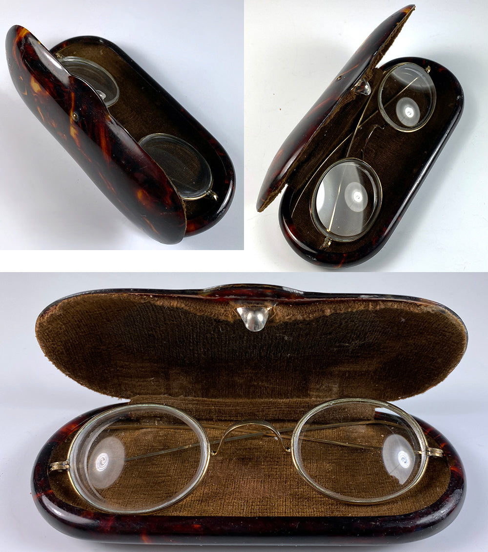 Opulent Antique French Tortoise Shell Spectacles Case with 18k Triple ...