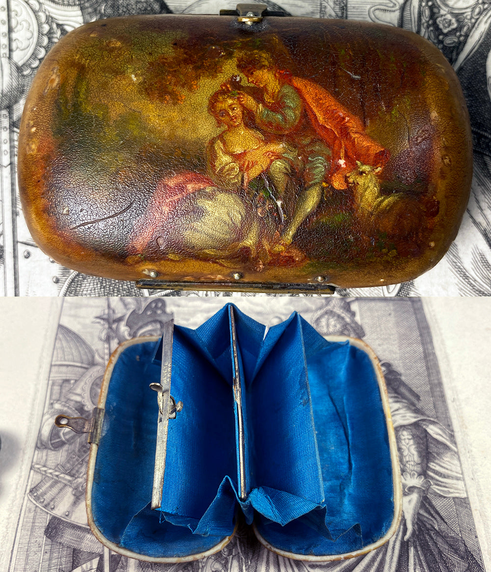 Antique French Coin Purse, Vernis Martin HP c.1810-60, like Boucher, F ...