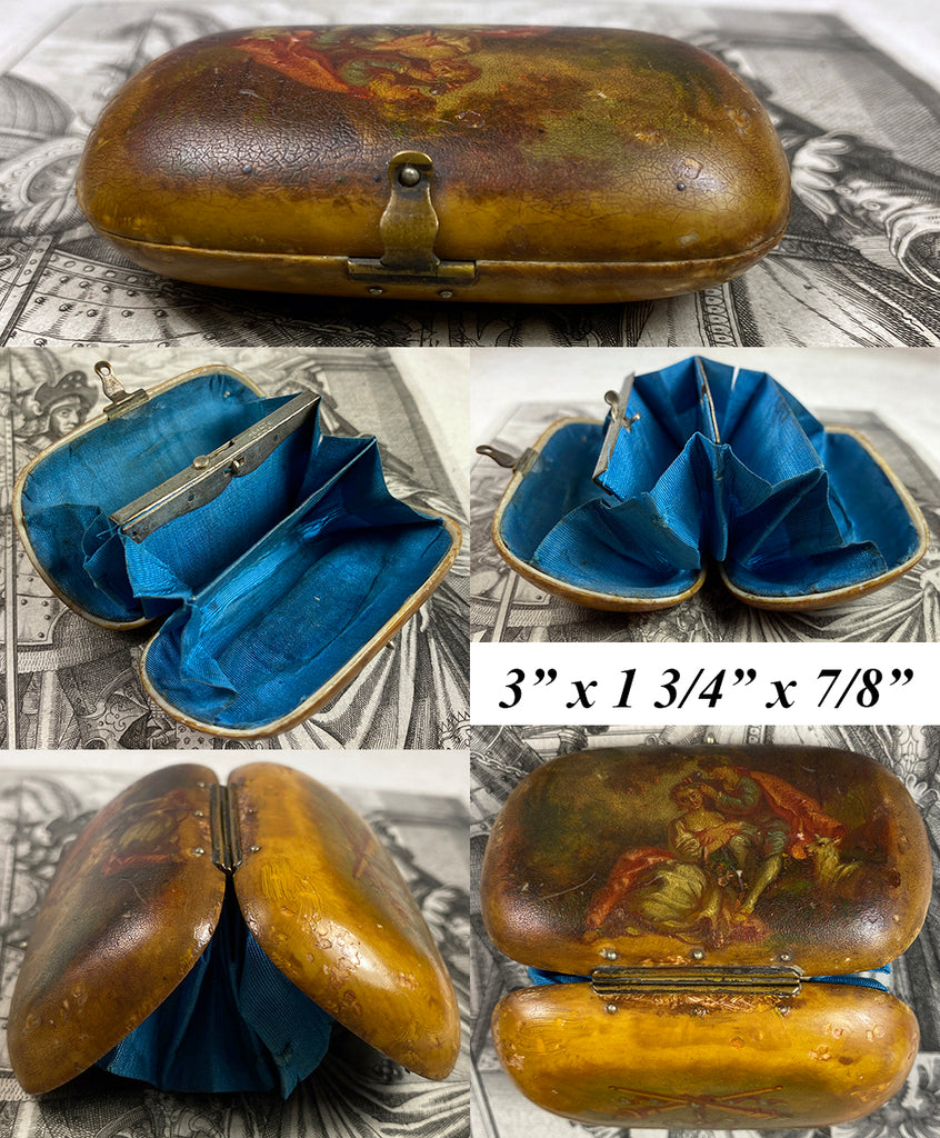 Antique French Coin Purse, Vernis Martin HP c.1810-60, like Boucher, F ...