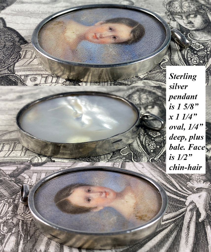 Antique Portrait Miniature of a Child, Young Boy in Sterling Silver Lo ...