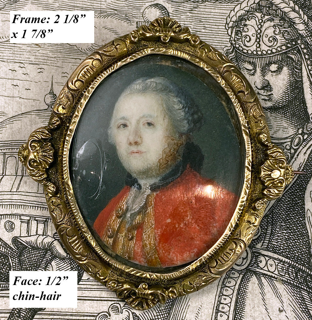 Antique 18th Century British Portrait Miniature in 19th Century 10k Br ...