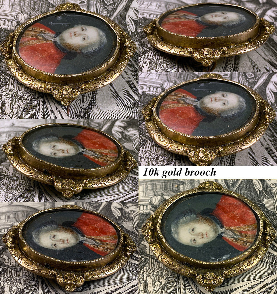 Antique 18th Century British Portrait Miniature in 19th Century 10k Br ...