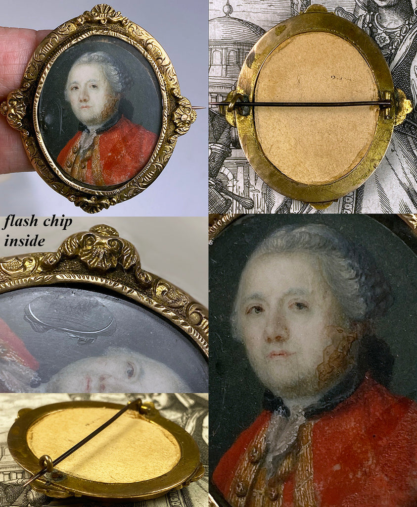 Antique 18th Century British Portrait Miniature in 19th Century 10k Br ...