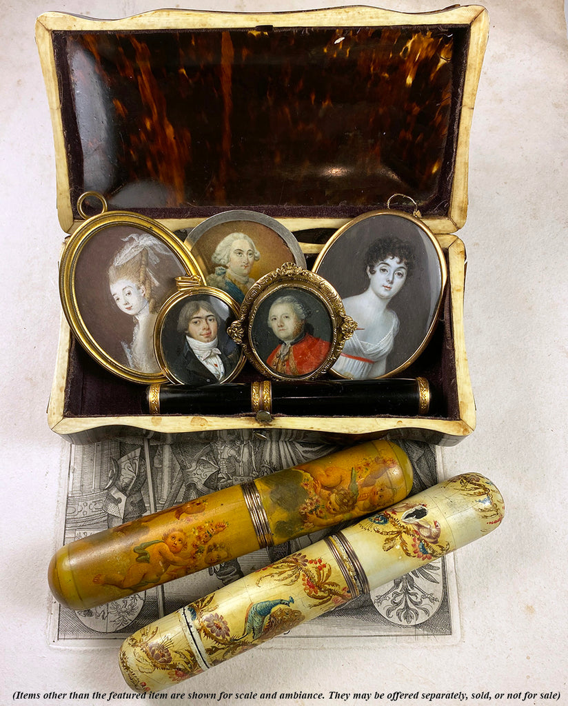 Antique 18th Century British Portrait Miniature in 19th Century 10k Br ...