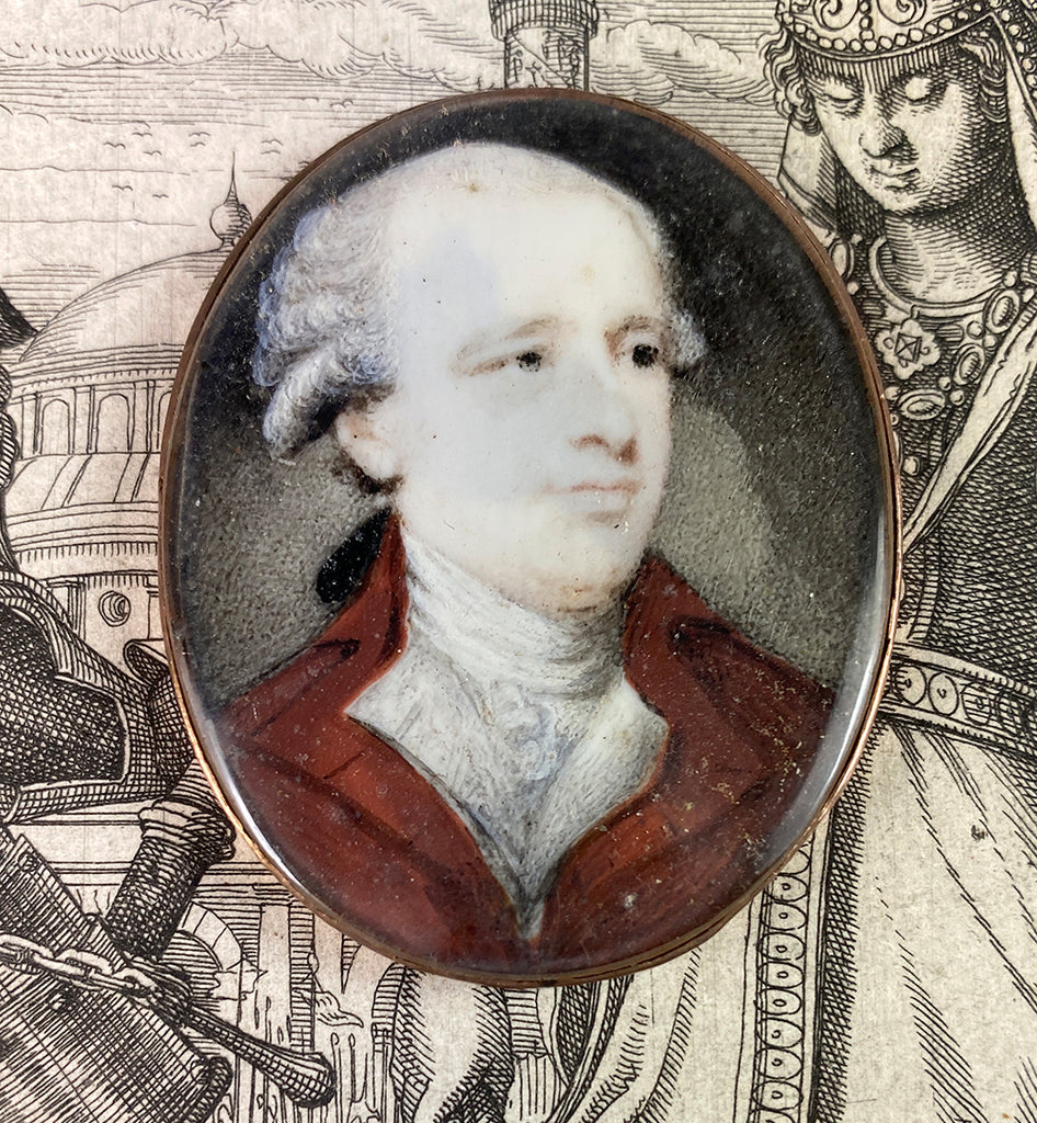 Antique 18th Century Georgian Portrait Miniature Set in 18k Bracelet o ...