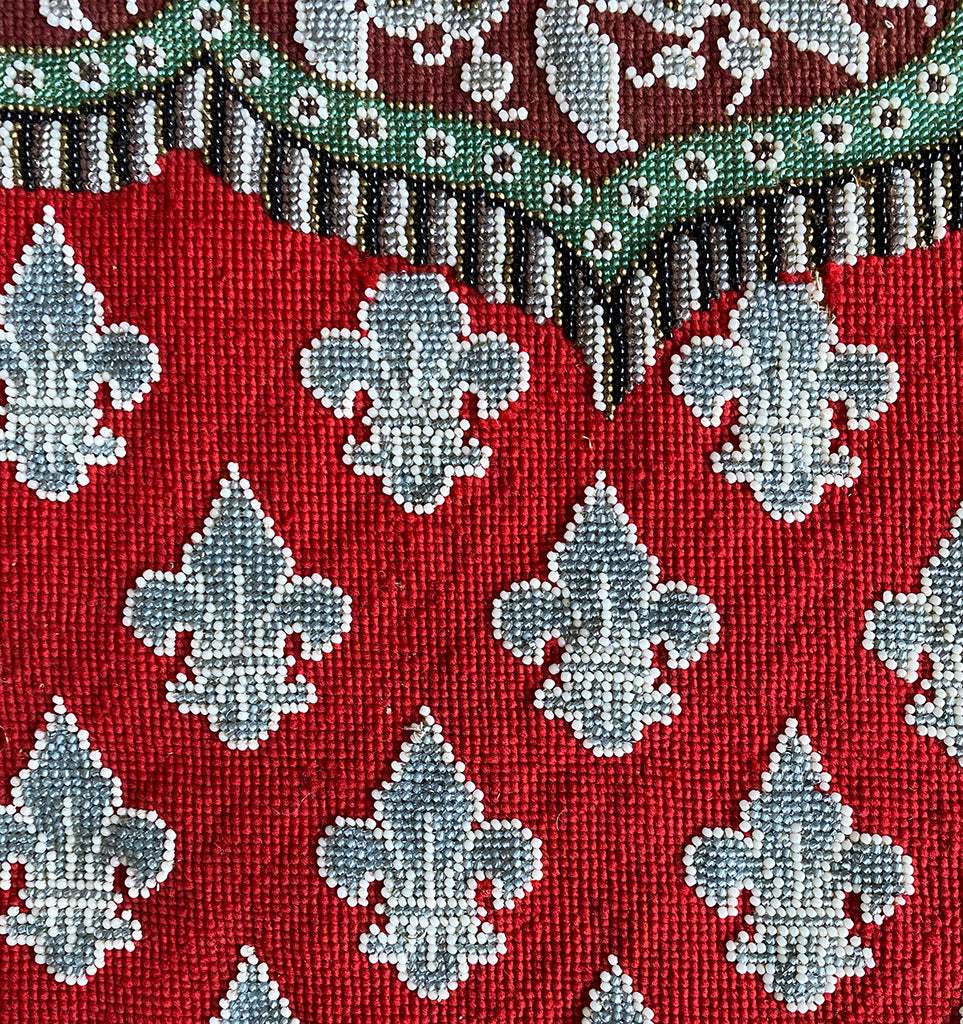 Antique Beadwork Needlepoint Fire Screen Panel, Unused. French Napoleo ...