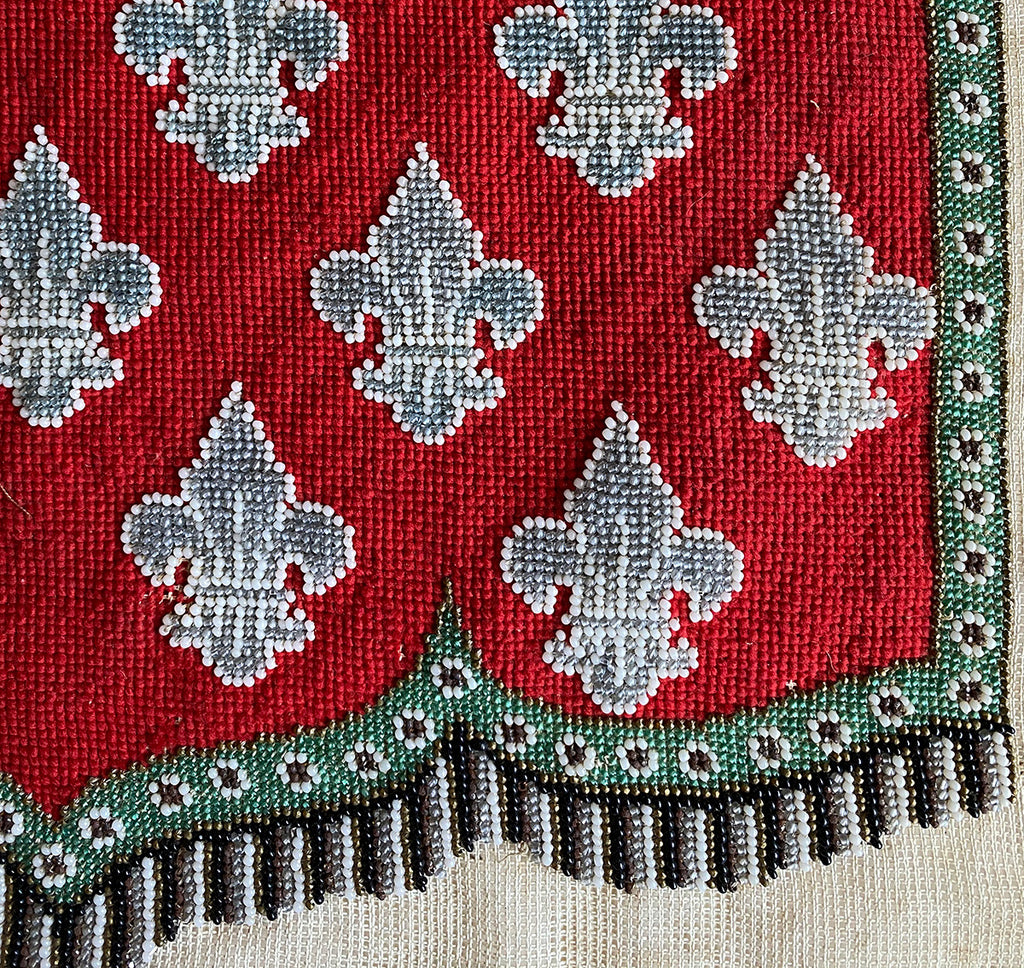Antique Beadwork Needlepoint Fire Screen Panel, Unused. French Napoleo ...