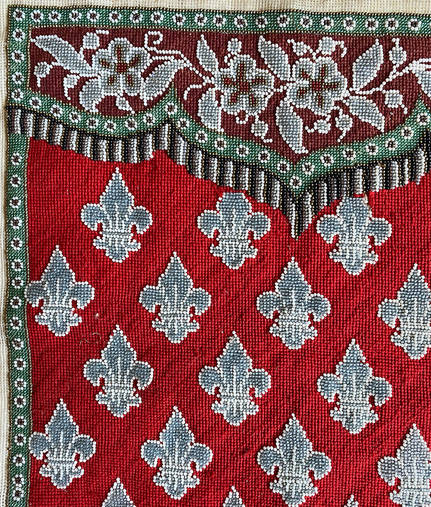 Antique Beadwork Needlepoint Fire Screen Panel, Unused. French Napoleo ...