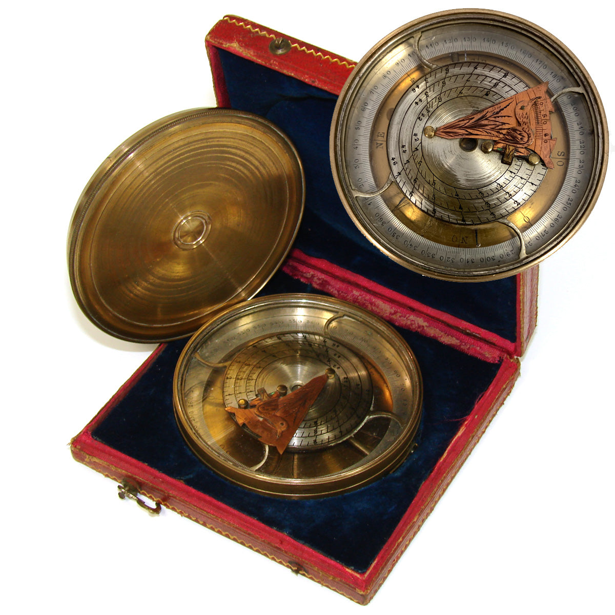 Rare Antique 18th C. Bronze Compass with Folding Figural Sun Dial, Ori ...