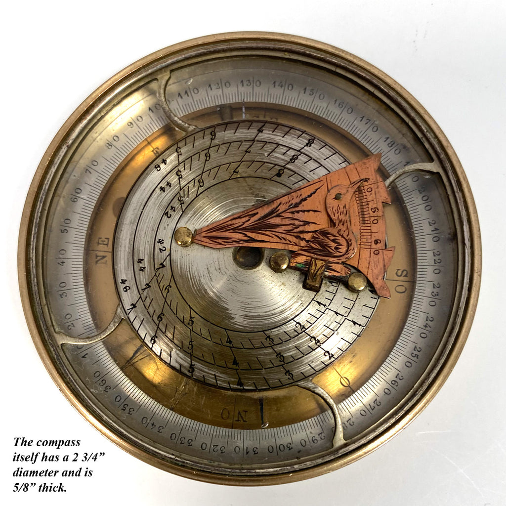 Rare Antique 18th C. Bronze Compass with Folding Figural Sun Dial, Ori ...