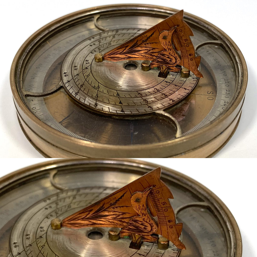 Rare Antique 18th C. Bronze Compass with Folding Figural Sun Dial, Ori ...
