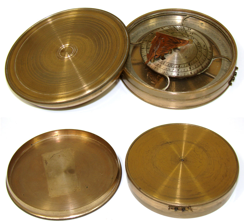Rare Antique 18th C. Bronze Compass with Folding Figural Sun Dial, Ori ...