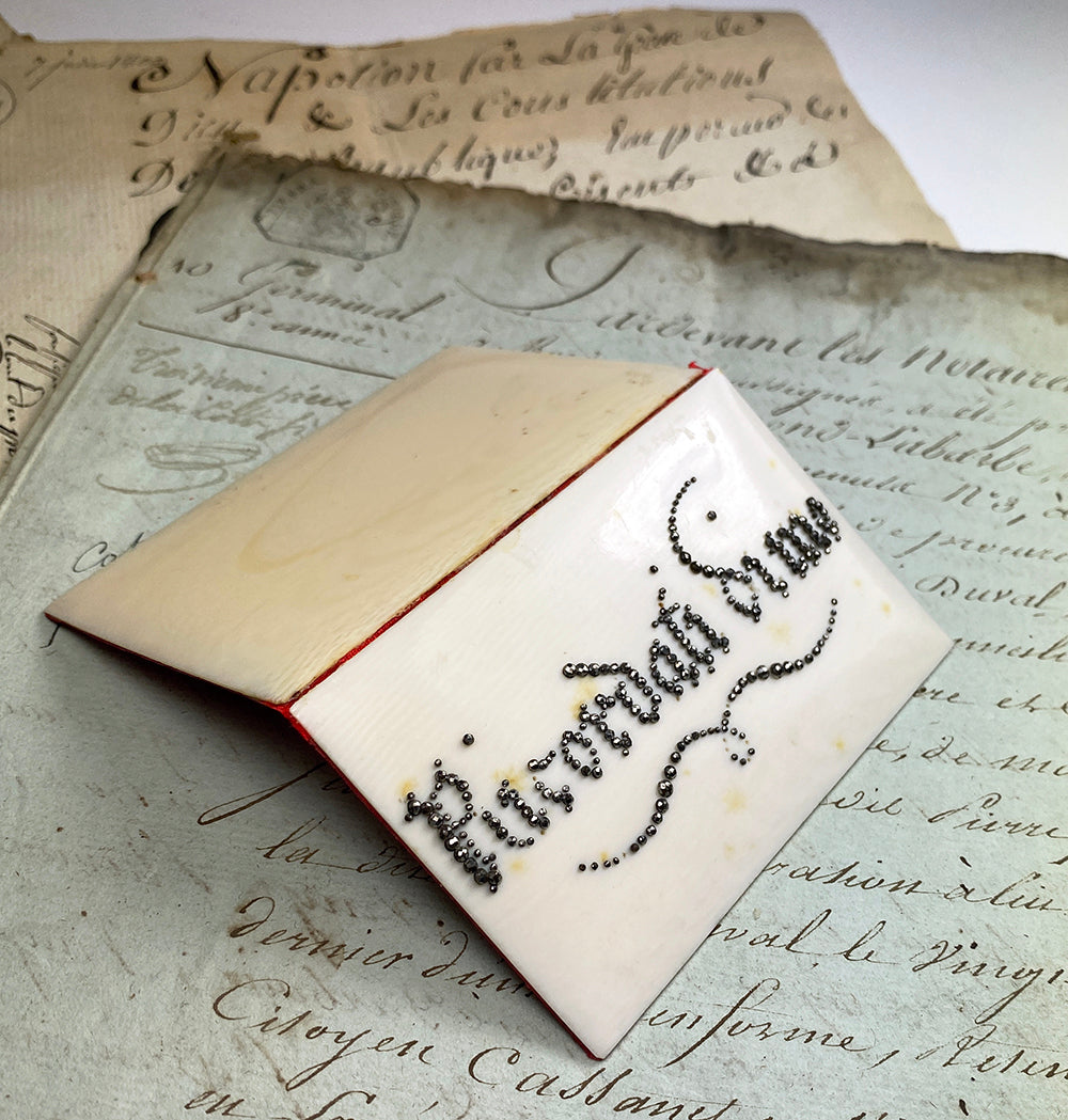 Antique 18th c. French Calling Card Holder, Case, Etui in Fine Ivory w ...