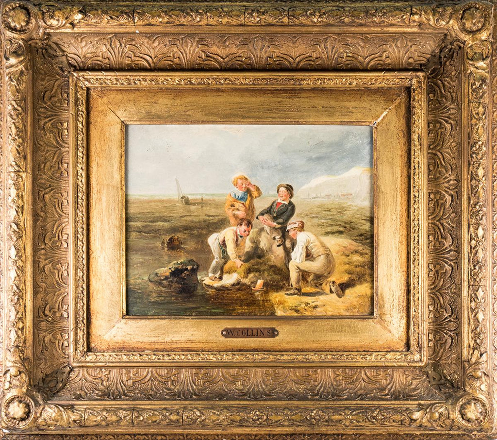 RARE Antique English Oil Painting, WILLIAM COLLINS (1788-1847), "Contr ...