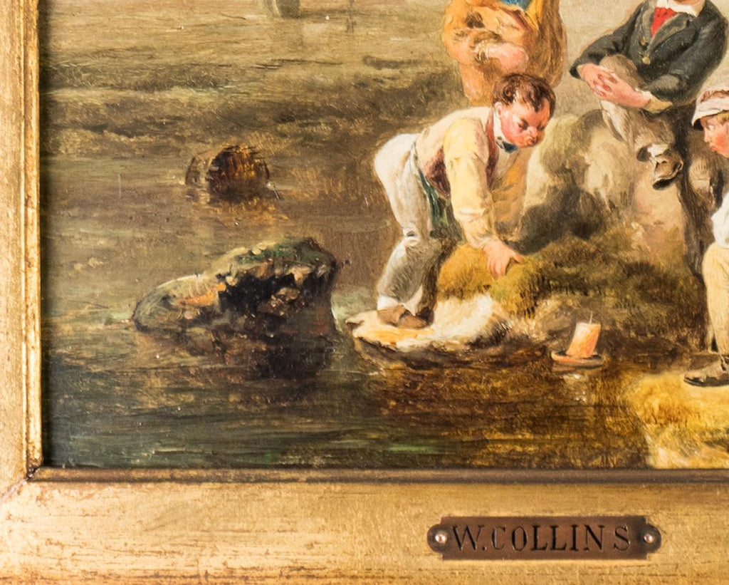 RARE Antique English Oil Painting, WILLIAM COLLINS (1788-1847), "Contr ...