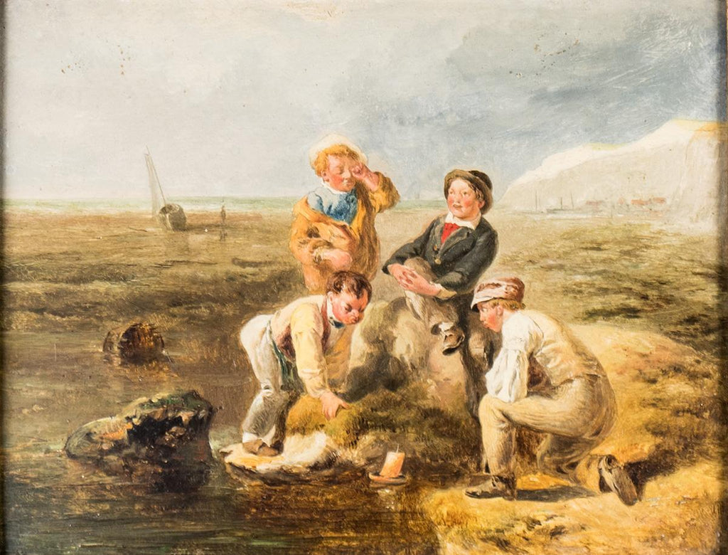 RARE Antique English Oil Painting, WILLIAM COLLINS (1788-1847), "Contr ...