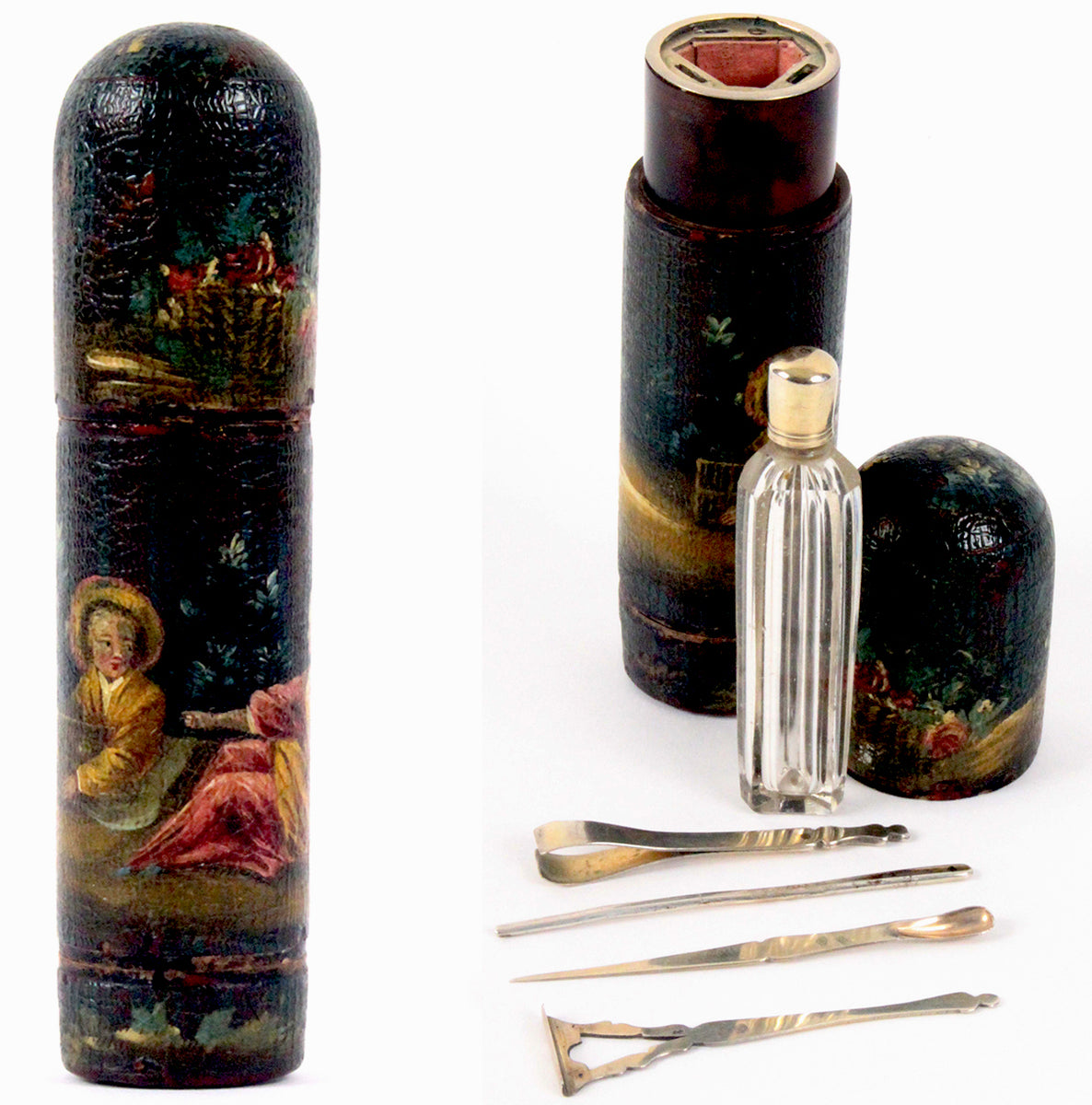 RARE 18th Century French Vanity Necessaire, Vernis Martin Patch and Pe ...