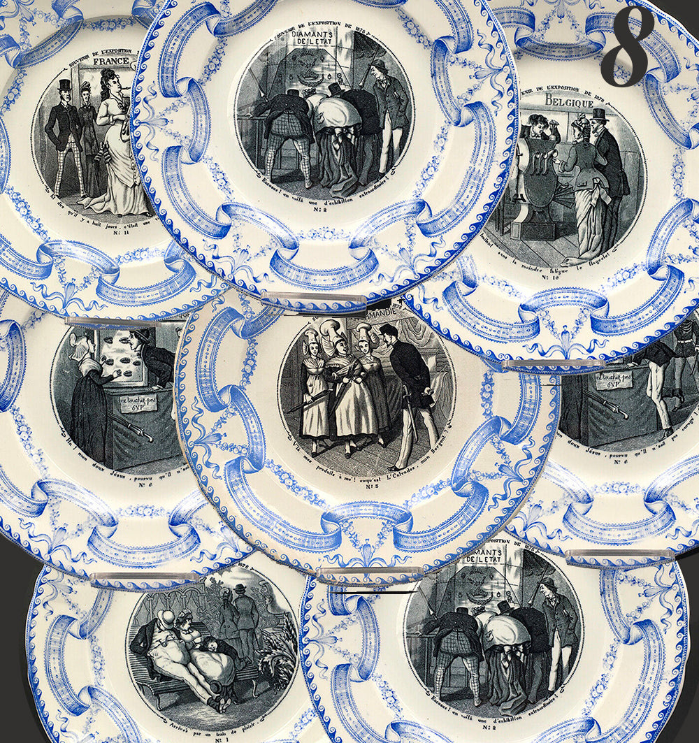 Charming Set of 8 Antique French 1878 Expo Universelle Souvenir Plates ...