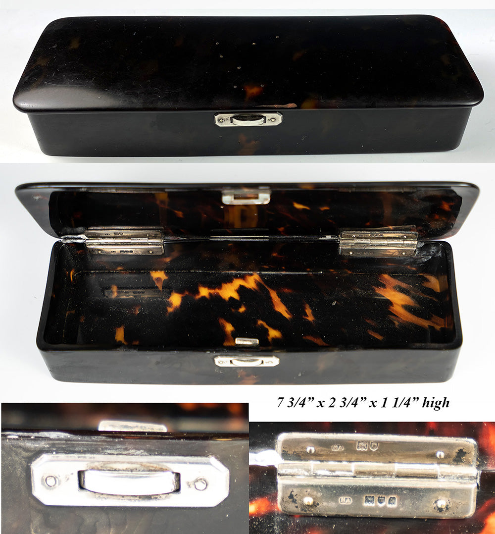 English Hallmarks Sterling Silver Fine Tortoise Shell 7 3/4" Long Desk ...