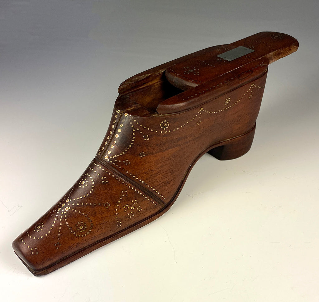 Antique c.1700s French Boot or Shoe Snuff Box, Large Pique Table Snuff ...