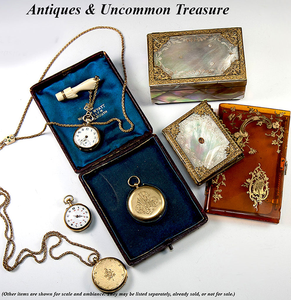 Elegantly Engraved Antique French Cesar a Lorient 18k Gold Pocket Watc ...